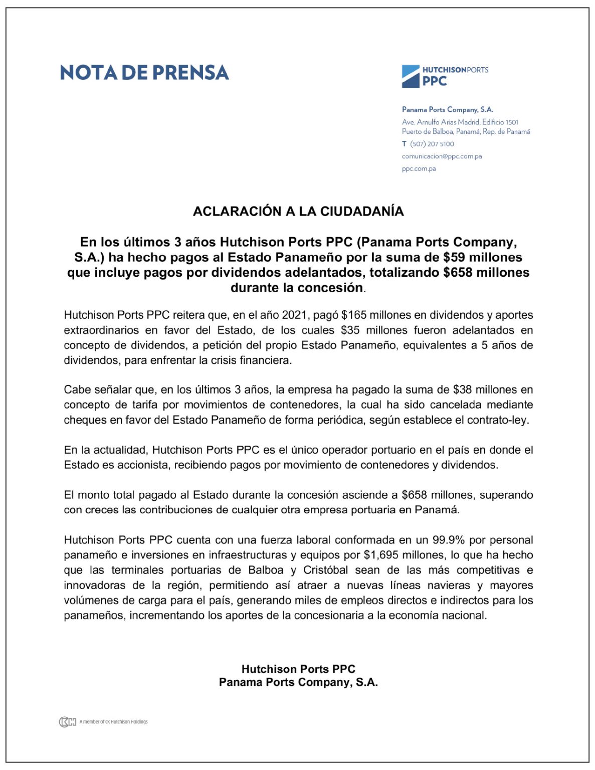 Hutchison Ports PPC (Panama Ports Company, S.A.) Comprometidos con la ...